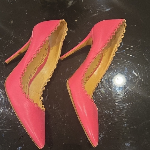 Marchesa | Shoes | Marchesa Pink Lacetrimmed Heels | Poshmark